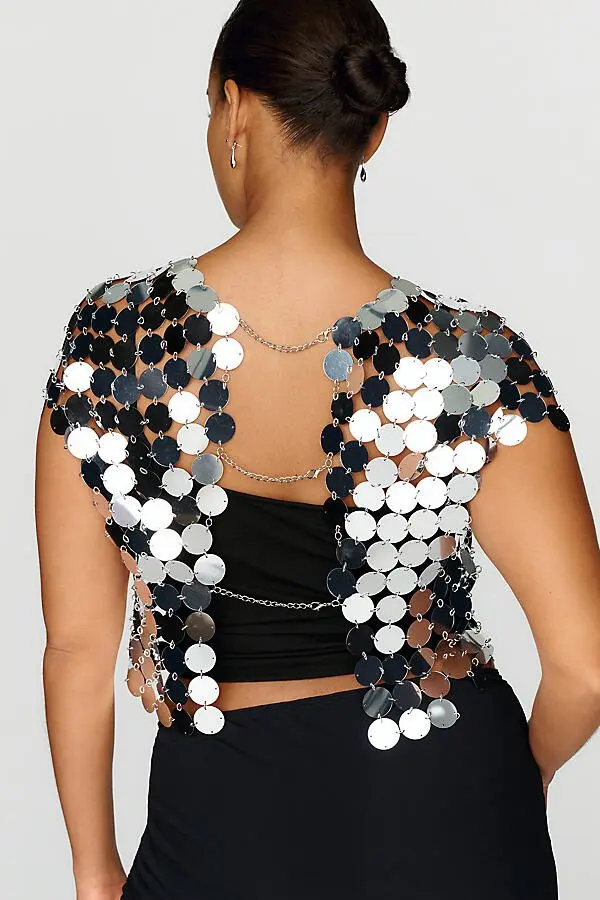 Anthropologie Chamail Mirrored Sequed Top