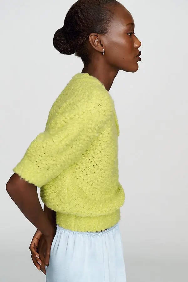 Maeve Wool Blend Textured Tee - Lime