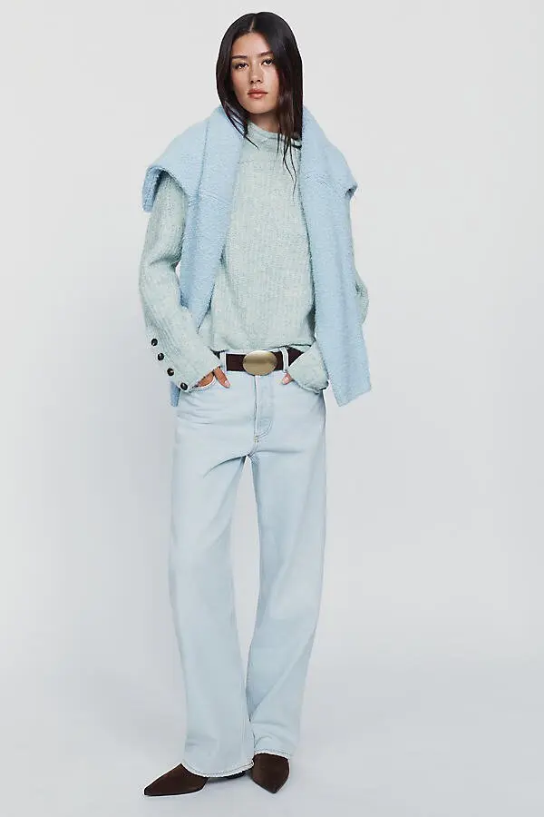PILCRO Astrid Wool Blend Mock Neck Sweater - Mint