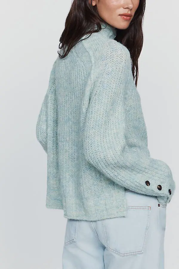 PILCRO Astrid Wool Blend Mock Neck Sweater - Mint