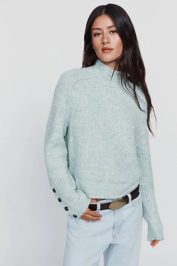 PILCRO Astrid Wool Blend Mock Neck Sweater - Mint