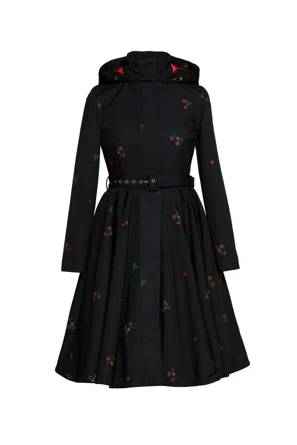 RAINSISTERS Winter Coat With Strawberry Print: Winter Wild Strawberry