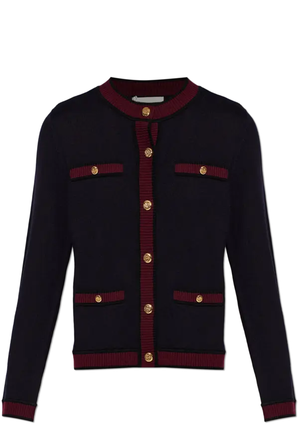 Tory Burch Wool Cardigan With Pockets - Black