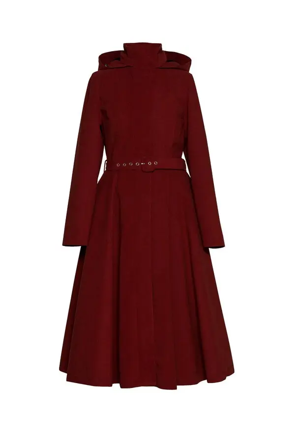 RAINSISTERS Winter Coat In Deep : Maroon In Winter - Red