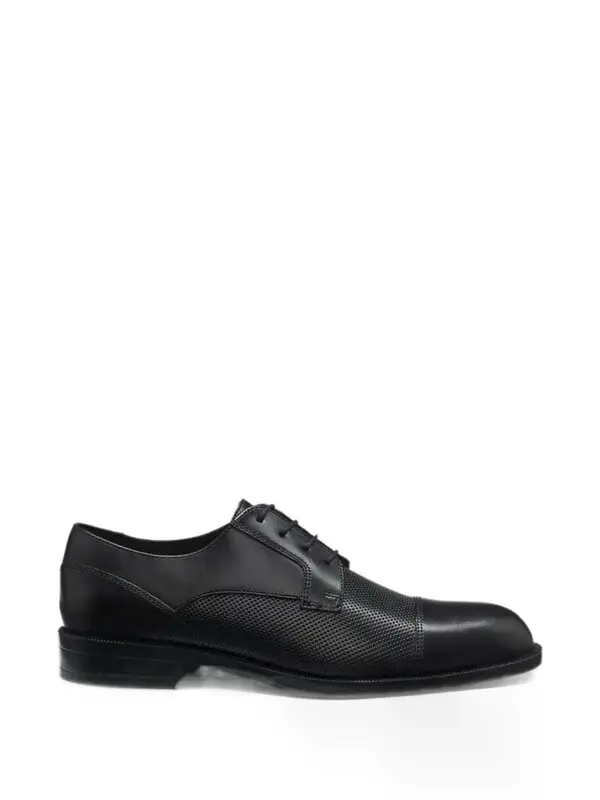 BOSS Cap-toe Derby Shoes In Leather - Black