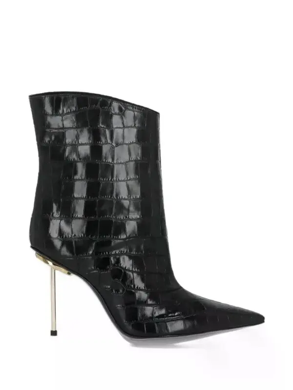 Schutz Crocodile-effect Stiletto-heel Ankle Boots - Black