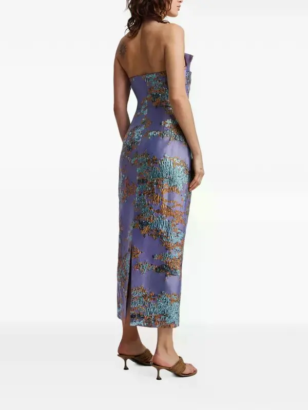 Anna Quan Marielle Brocade-effect Strapless Midi Dress - Purple