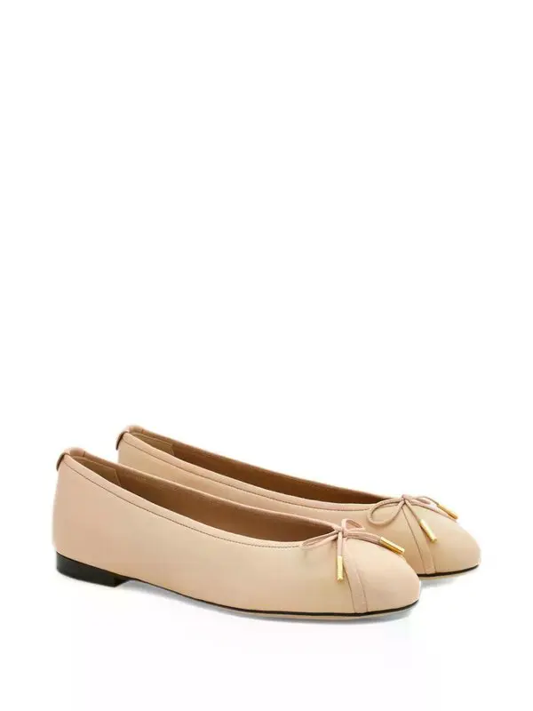 FERRAGAMO Ballet Flat With Bow Detail - Neutrals