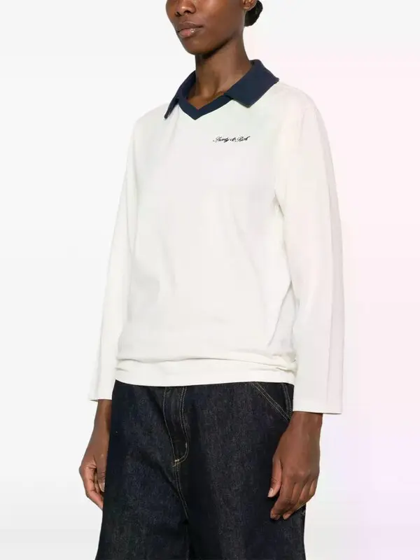Sporty & Rich Logo-embroidered V-neck T-shirt - Neutrals