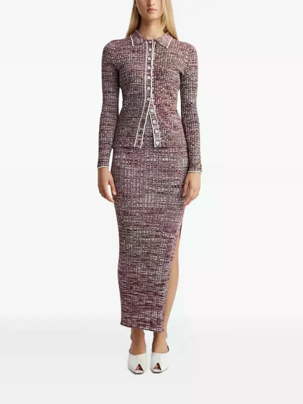 Anna Quan Ashlen Ribbed-knit Button-up Shirt