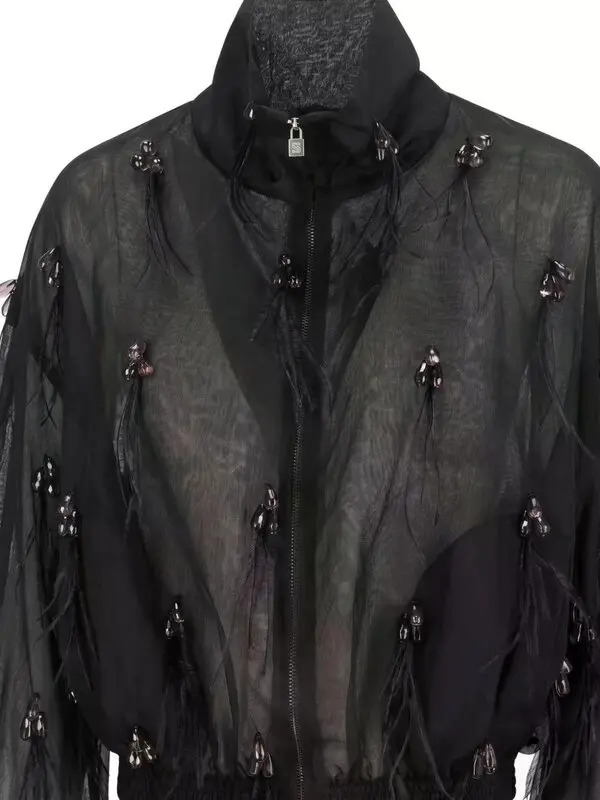 Giuseppe Di Morabito Feather-embellished Bead-detail Bomber Jacket
