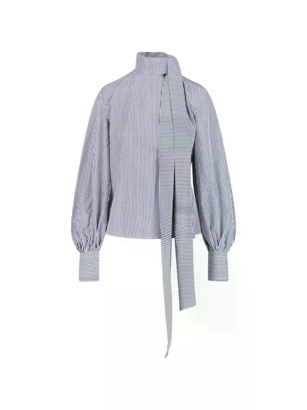 FINAMORE 1925 Scarf-detail Striped Shirt