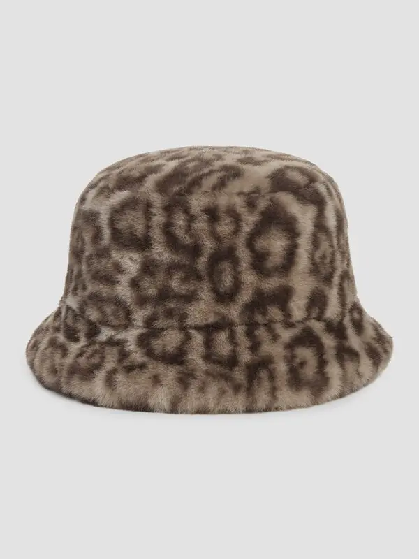 Apparis Amara Pluche Faux-leopard Fur Bucket Hat - Light Leopard