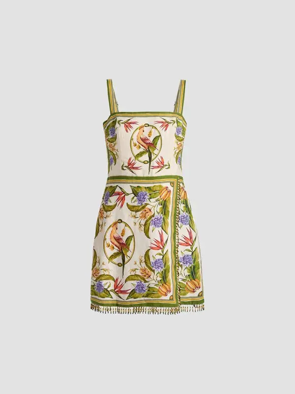 Farm Rio Printed Linen Sheath Minidress - Sand