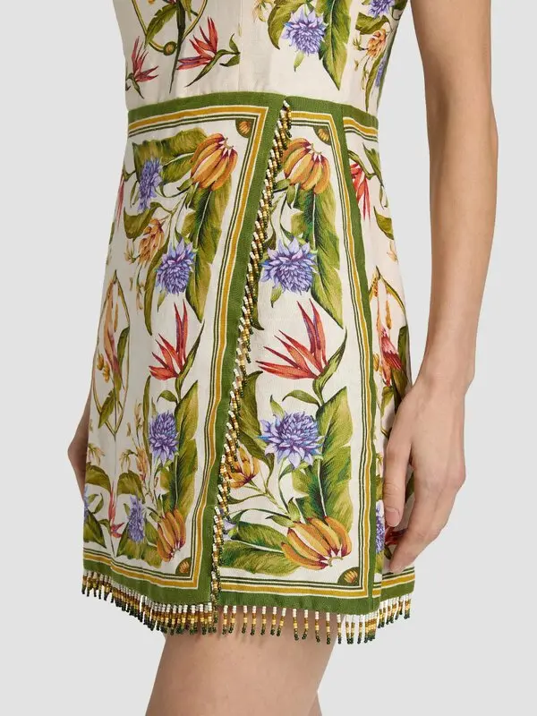 Farm Rio Printed Linen Sheath Minidress