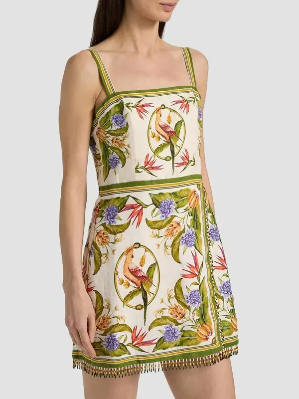 Farm Rio Printed Linen Sheath Minidress