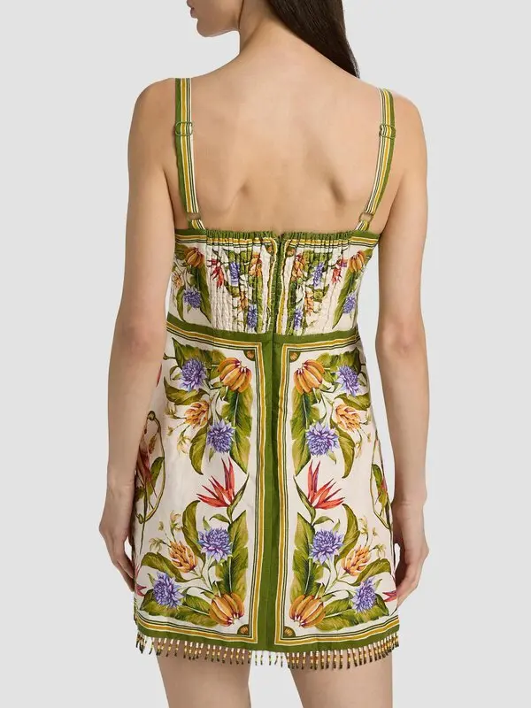 Farm Rio Printed Linen Sheath Minidress