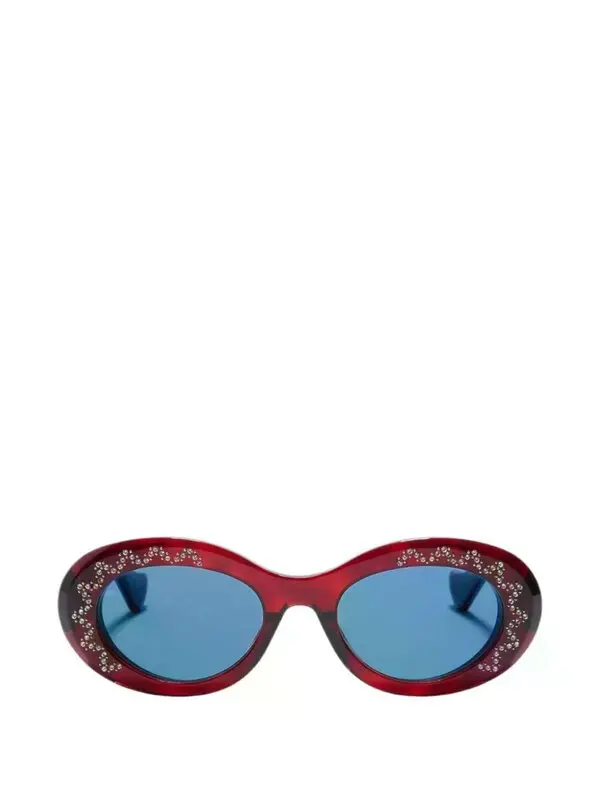 Valentino Garavani Crystal-embellished Oval-frame Sunglasses