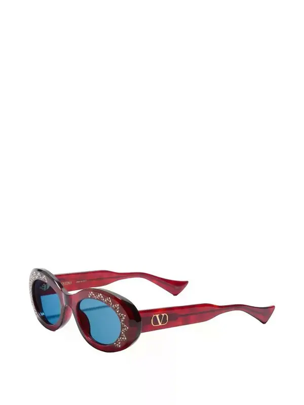 Valentino Garavani Crystal-embellished Oval-frame Sunglasses