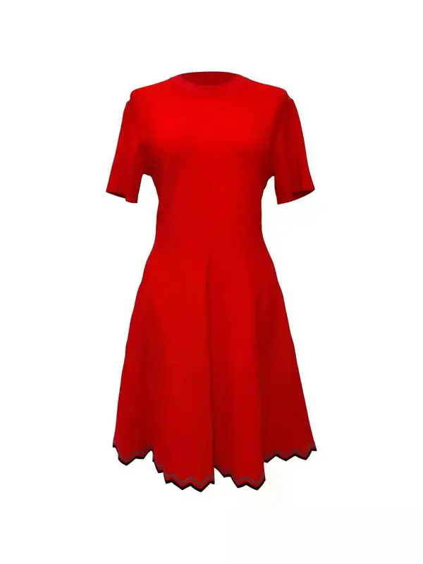 Proenza Schouler Zig-zag Hem Flared Mini Dress - Red