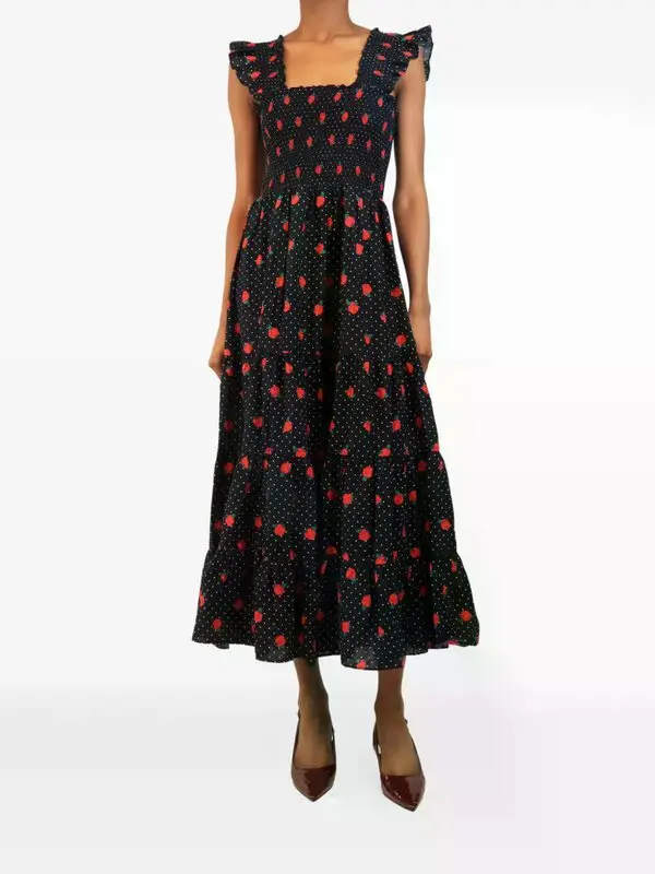 Rixo Polka-dot Floral-print Maxi Dress - Black