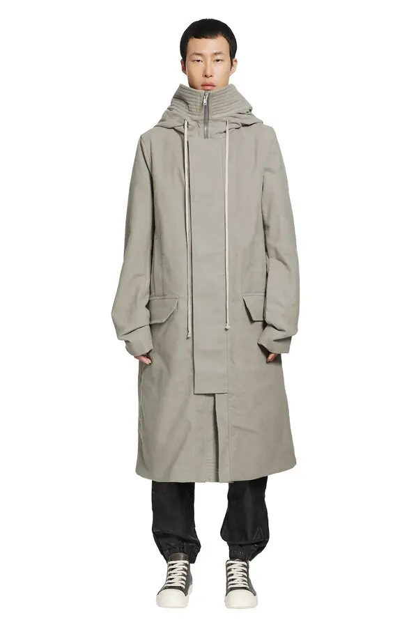 Rick Owens Tower Megaparka In Brushed Twill - Grey