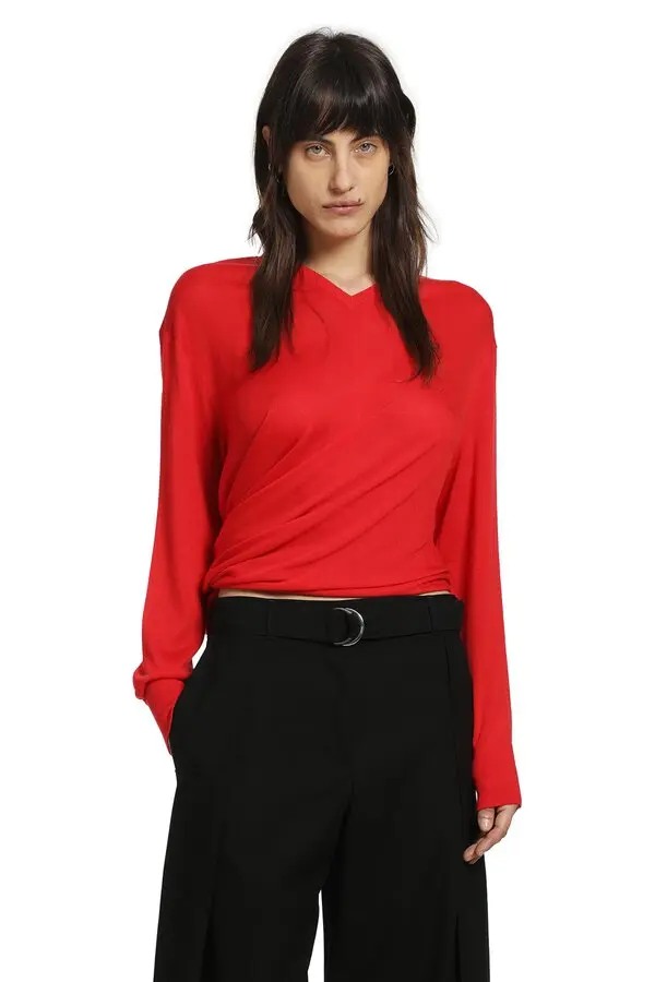 Loewe Draped Wool Sweater - Red