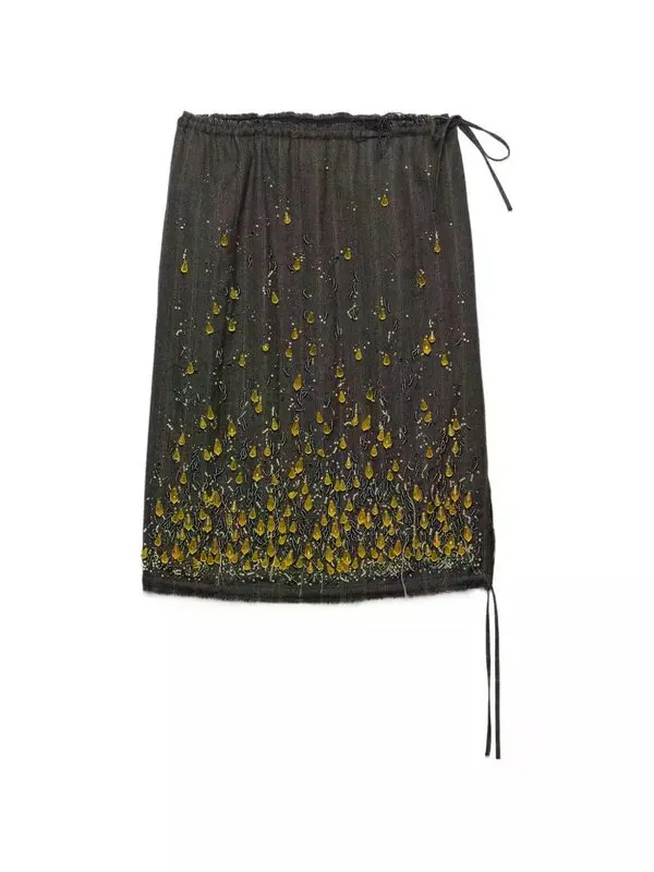 Prada Chevron Wool Skirt With Gradient Embroidery - Grey