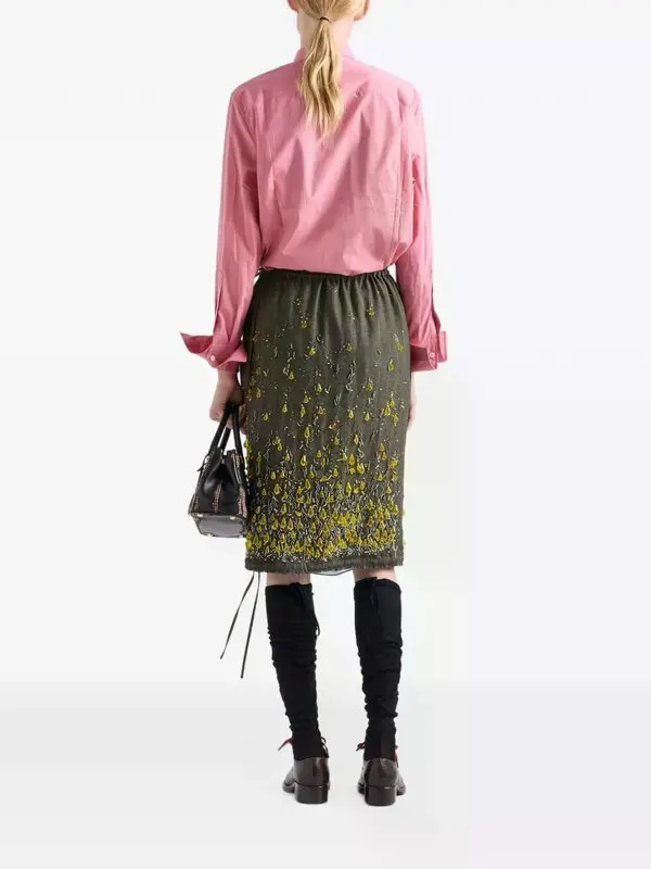 Prada Chevron Wool Skirt With Gradient Embroidery