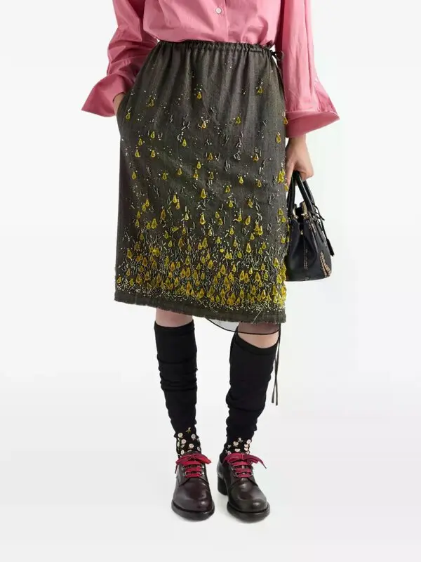 Prada Chevron Wool Skirt With Gradient Embroidery