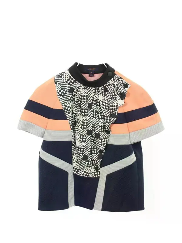 LOUIS VUITTON 2000s Color-block Ruffle-trim Blouse - Blue