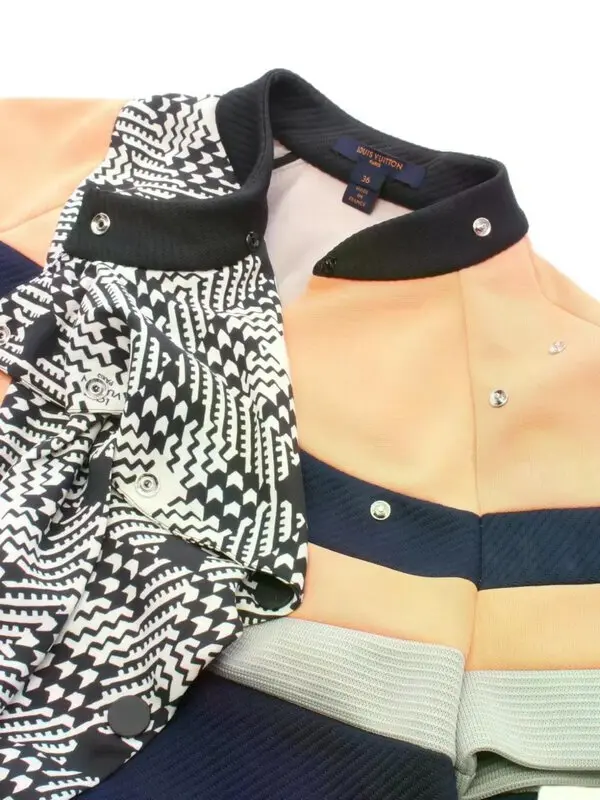 LOUIS VUITTON 2000s Color-block Ruffle-trim Blouse