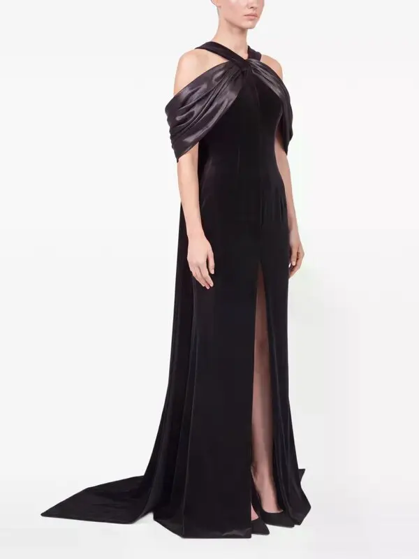 JEAN-LOUIS SABAJI Halterneck Draped-panel Maxi Dress - Black