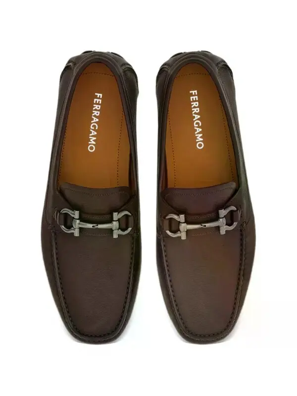 FERRAGAMO Gancini Ornament Driver Loafers