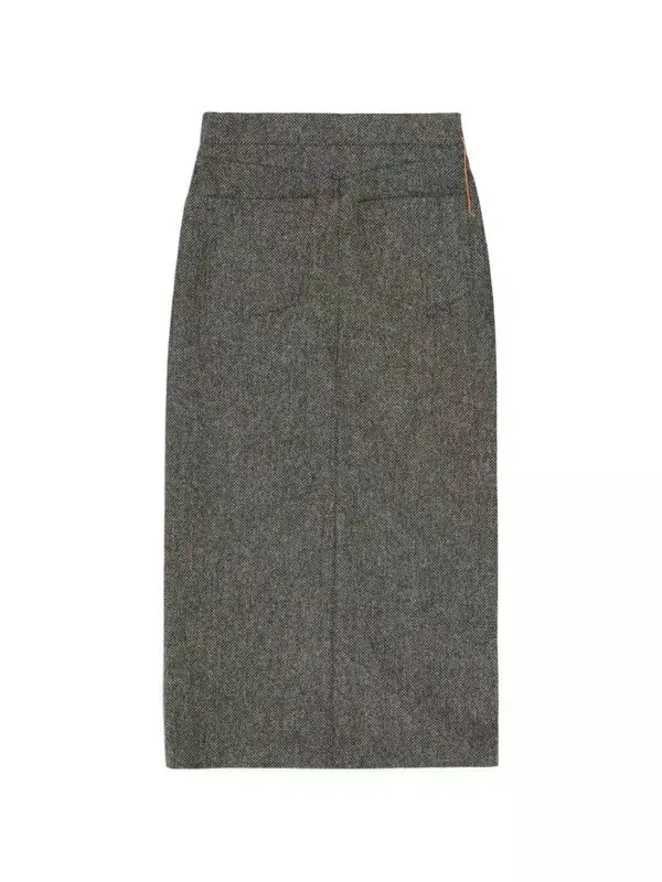 FORTELA Jasmine Herringbone Wool Midi Skirt