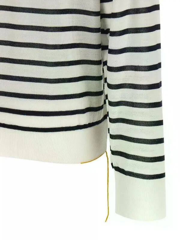 Fendi Striped V-neck Sweater - White