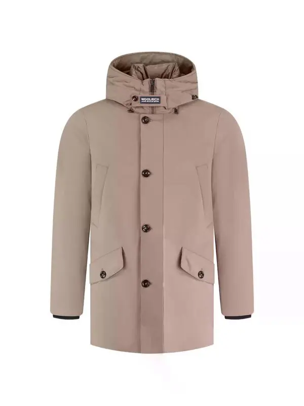 Woolrich Hooded Button-up Coat - Neutrals