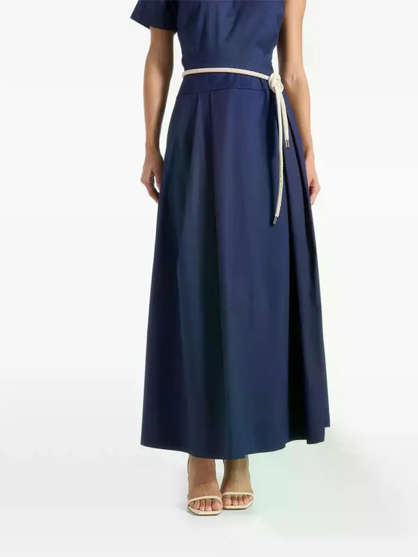 Manière De Voir Yara Asym Tie-waist Cotton Midi Dress - Blue