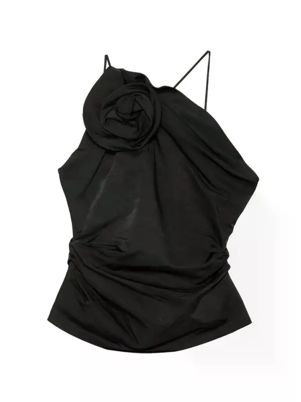 Magda Butrym Floral-appliqué Draped Top - Black