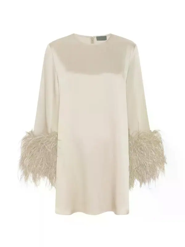Lapointe Feather-trim Satin Mini Dress