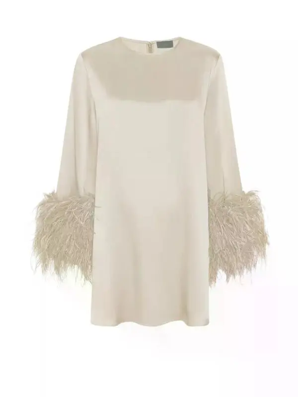 Lapointe Feather-trim Satin Mini Dress