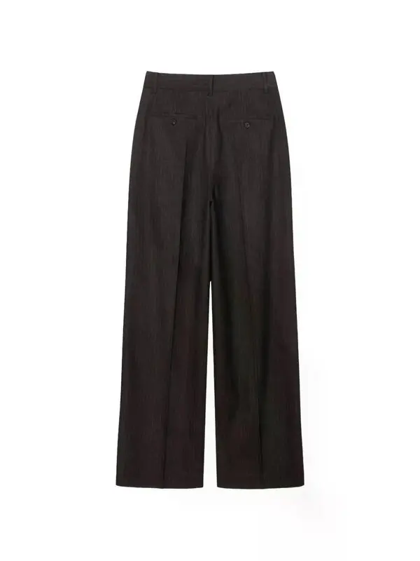DUNST Pinstriped Pleated Trousers - Brown