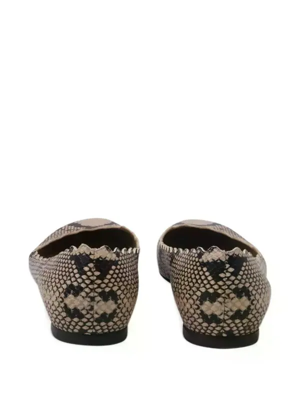 Chloé Scalloped Snakeskin-embossed Ballet Flats - Neutrals