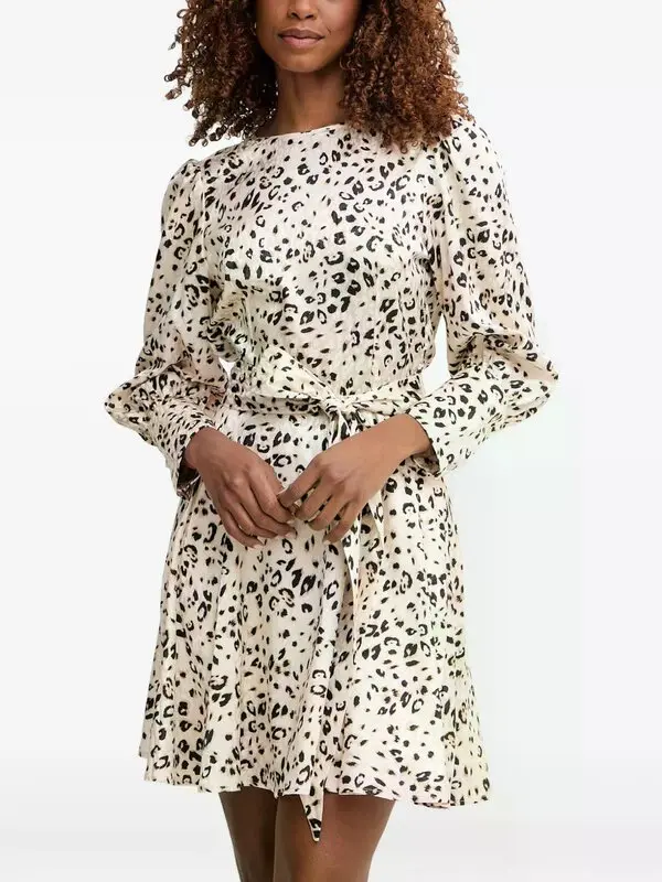 MORGAN Leopard-print Tie-waist Mini Dress - Neutrals