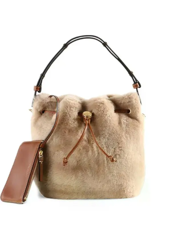 Tory Burch Shearling Drawstring Bucket Bag