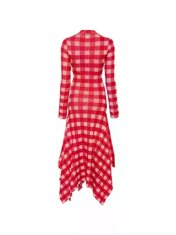 AMI Paris Check-pattern Handkerchief-hem Asymmetric Dress