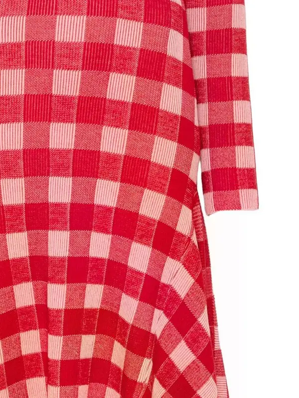 AMI Paris Check-pattern Handkerchief-hem Asymmetric Dress