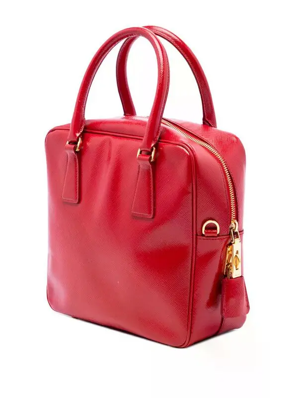 Prada 2013-2026 Small Saffiano Vernice Square Bauletto Satchel