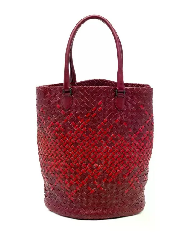 Bottega Veneta 2009 Bicolor Nappa Intrecciato Bucket Bag - Red
