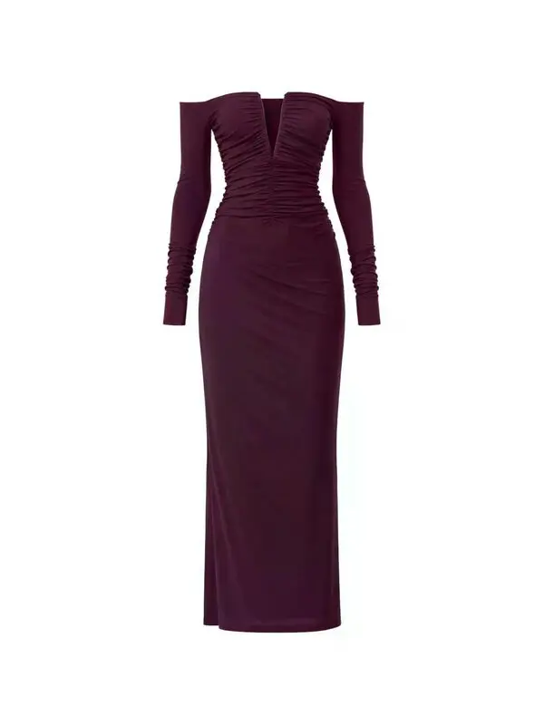 AMAZUIN Noemi Ruched Off-shoulder Maxi Dress